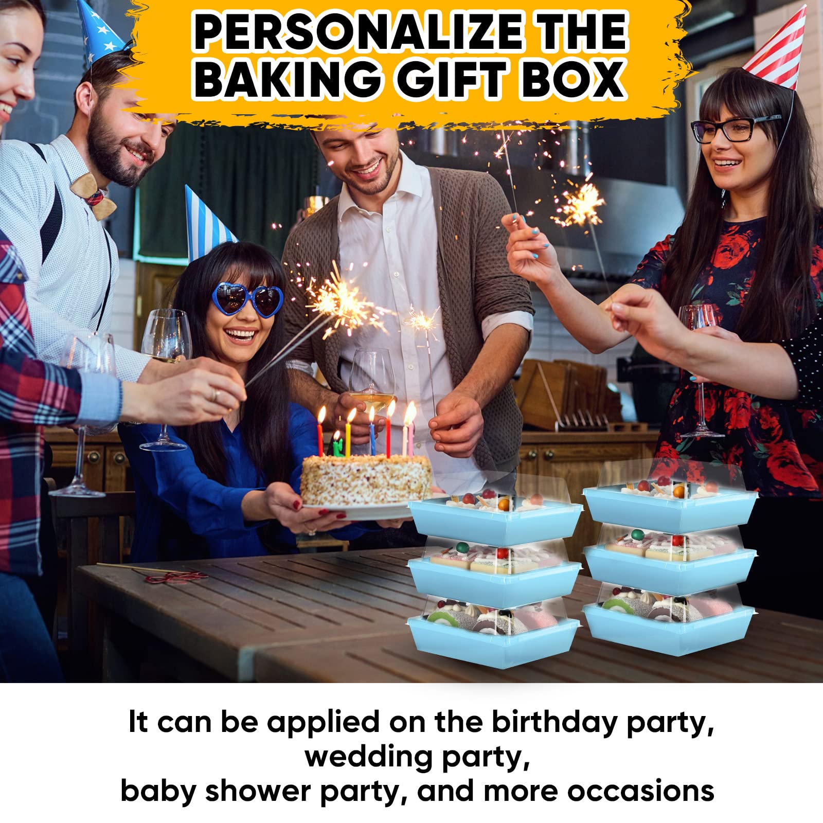 100 Pack Charcuterie Boxes with Clear Lids 5 Inch Cookie Boxes ...