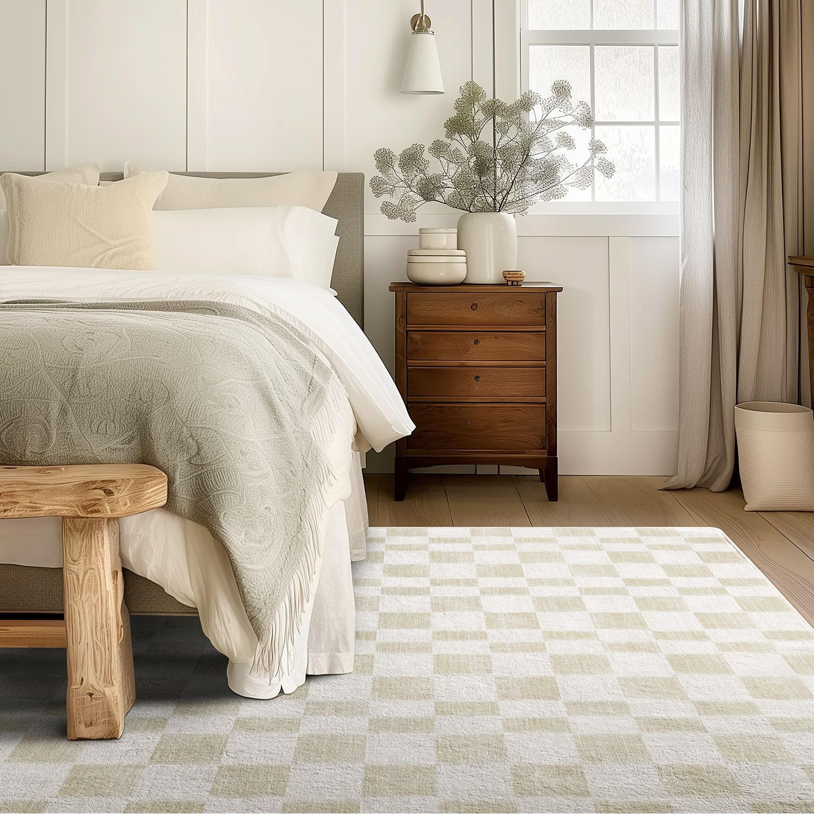 Amazon.com: EVERGRACE Checkered Plaid Area Rug 6x9, Soft Faux Wool Rugs ...