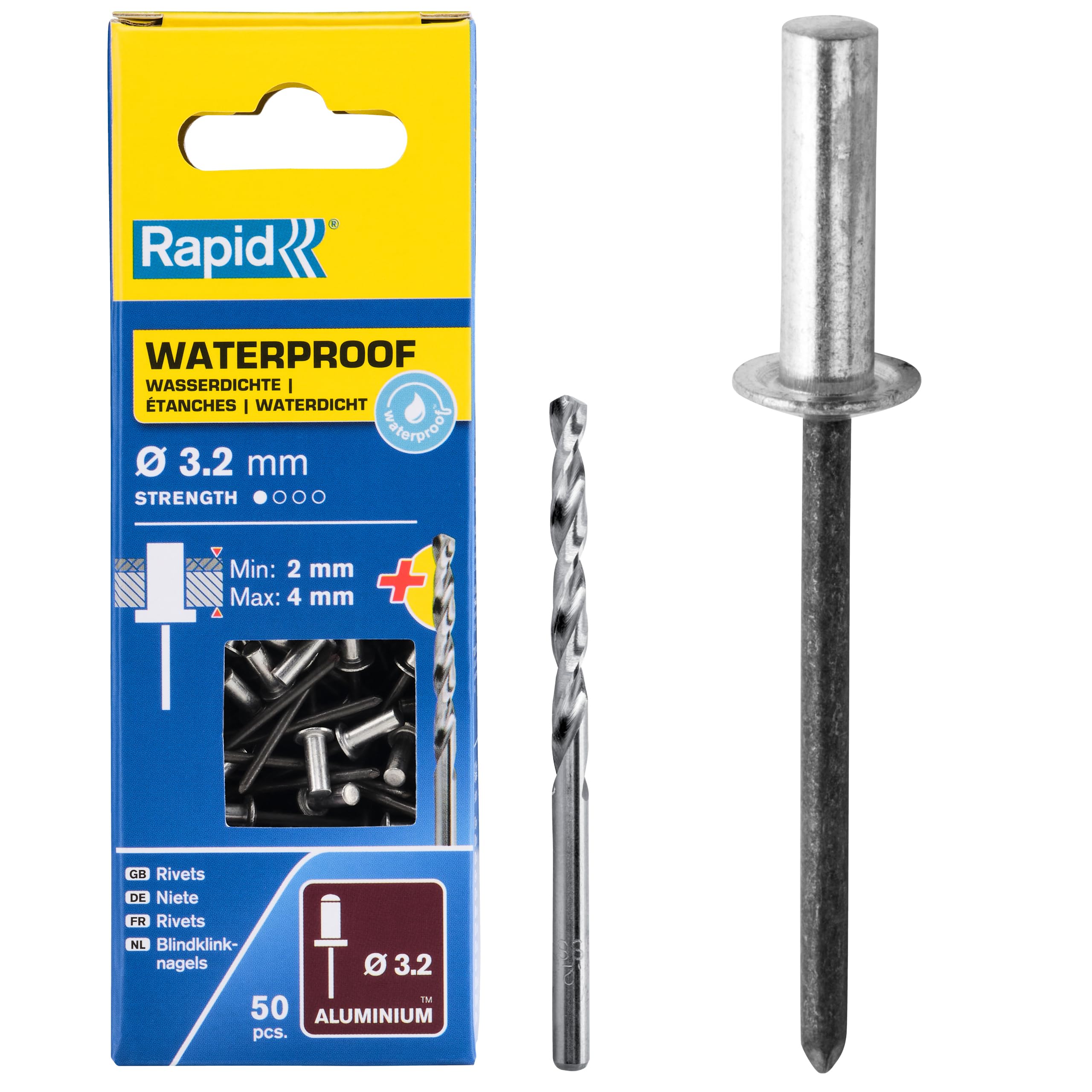 Rapid Rivets Waterproof Rivets Including Drill Piece, 3.2 x 8 mm ...
