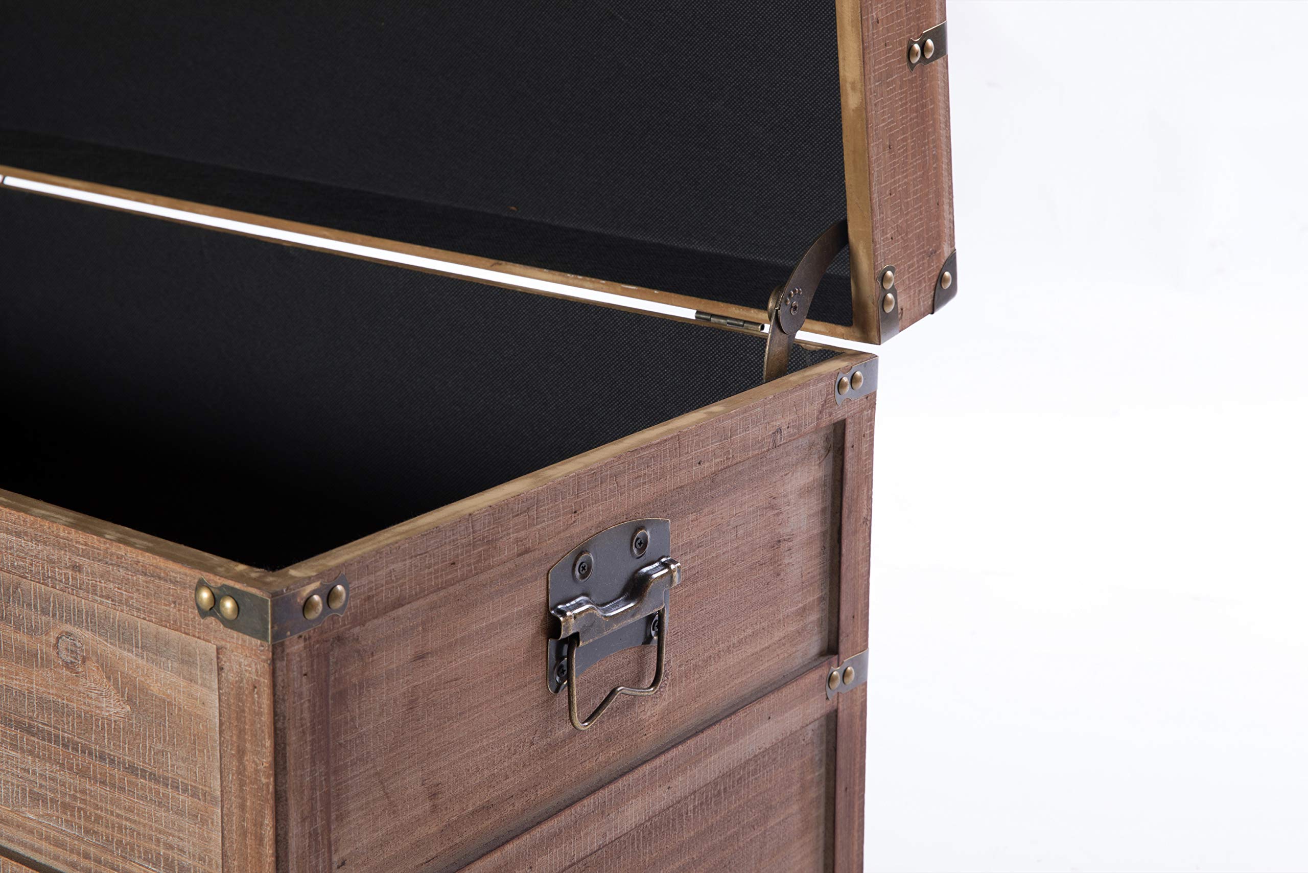 Vintiquewise Wooden Rectangular Lined Rustic Storage Trunk with Latch ...