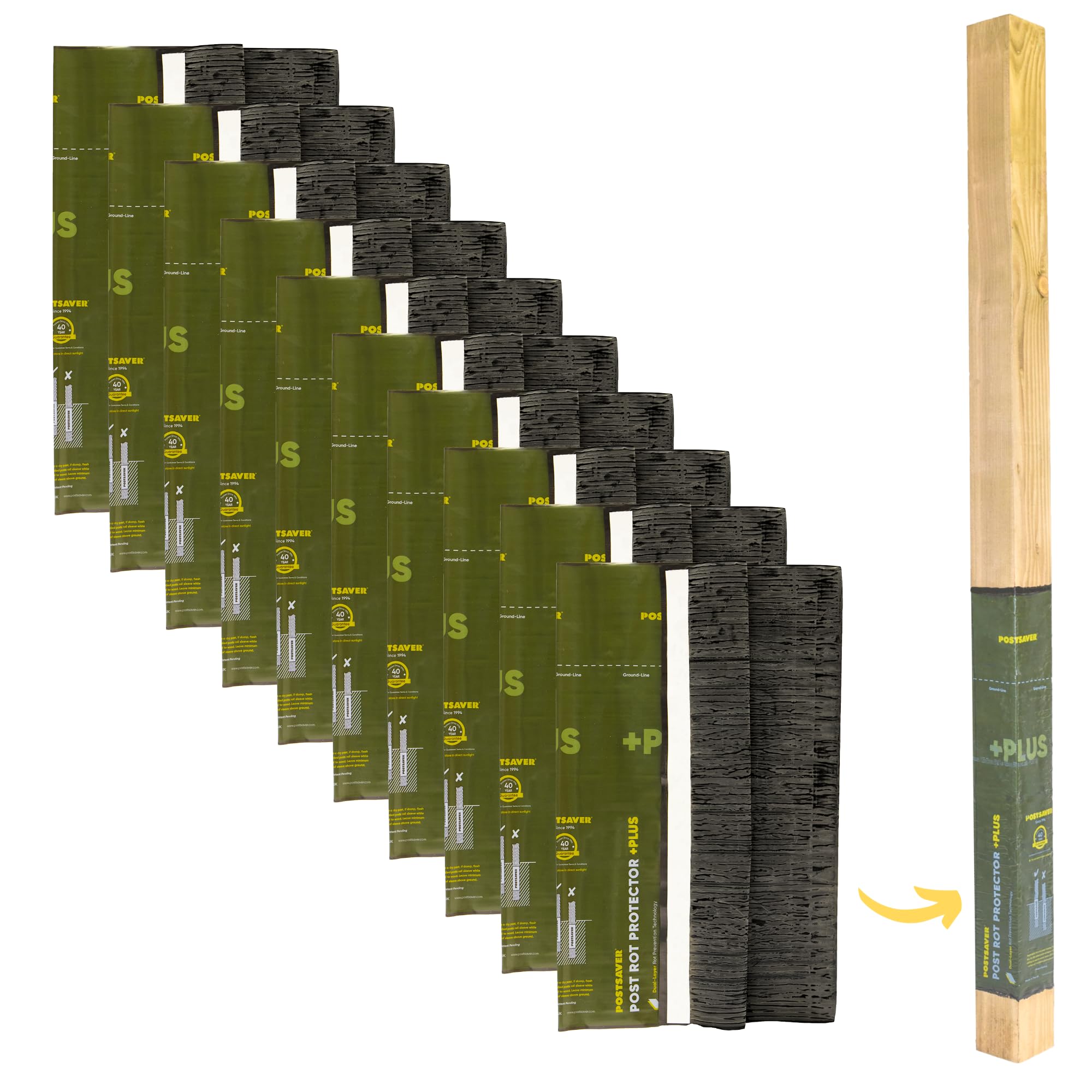Postsaver Pro-Wrap Large +Plus | Fence & Deck Post Rot Protector | 40 ...