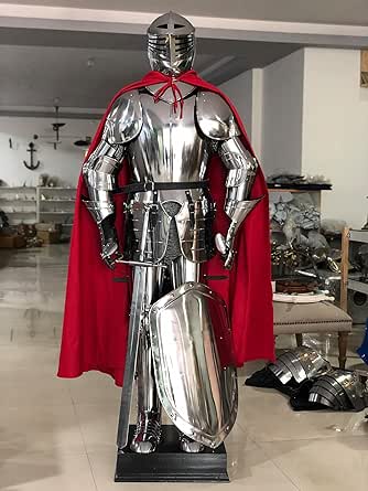 Medieval Knight Suit of Armor with Shield, Cloak Fully Wearable Armour ...