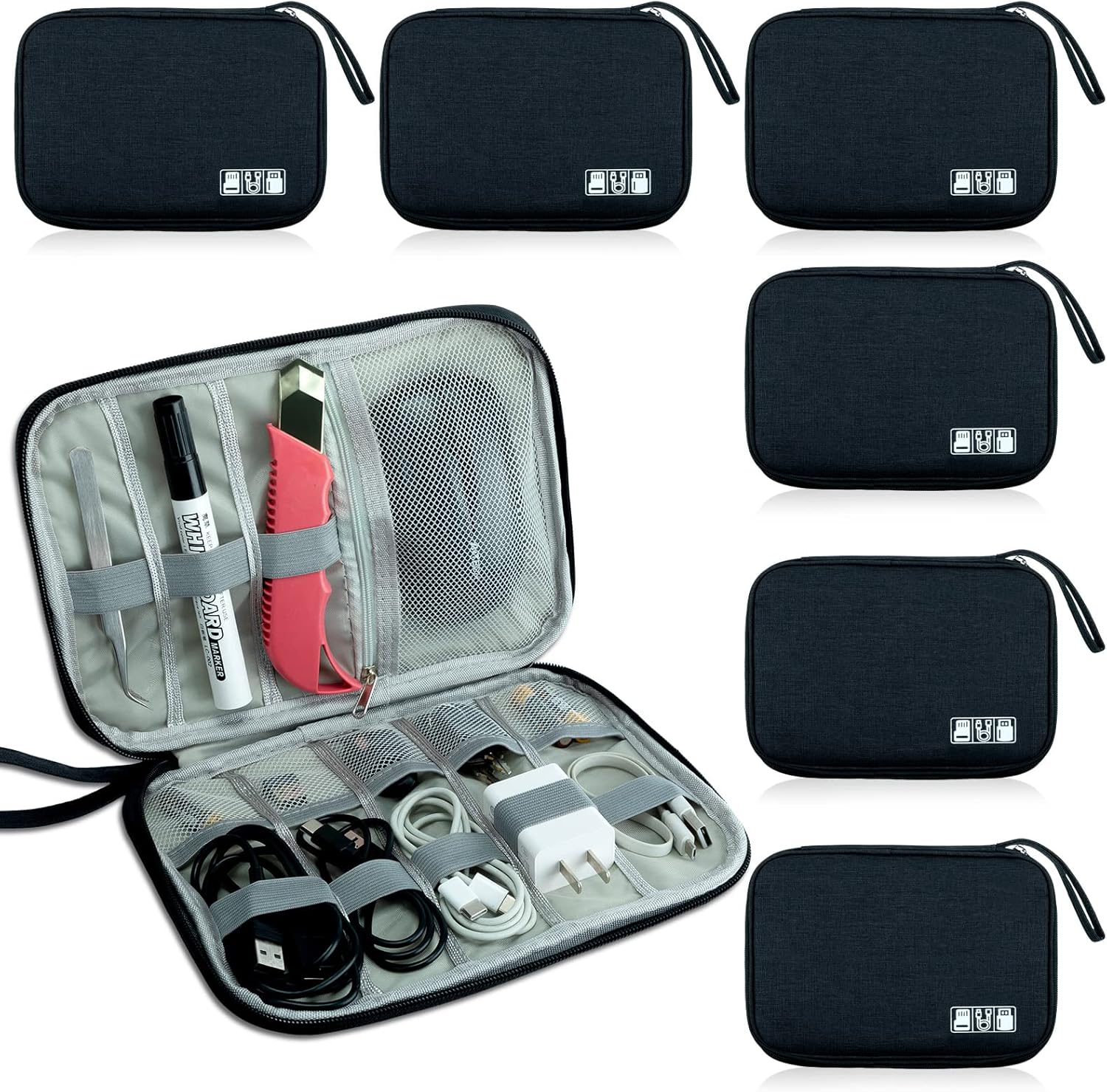 Amazon.com: 6 Pack Electronics Travel Organizer Case, Travel Cord ...