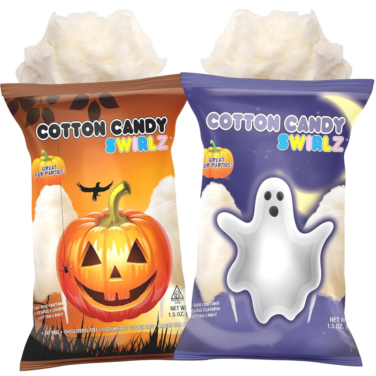 Amazon.com : Halloween Cotton Candy Bags, Caramel Flavored Sugar Floss ...