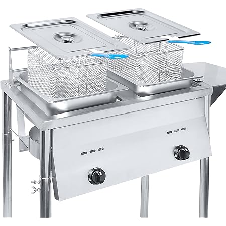 Amazon.com: Bioexcel SS21 Two-Tank Outdoor Deep Fryer-Adjustable ...