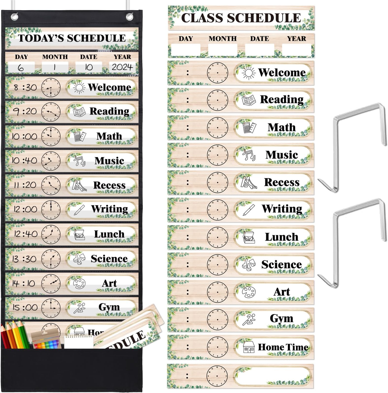 Amazon.com: Tatuo Daily Schedule Pocket Chart Classroom Pocket Charts ...