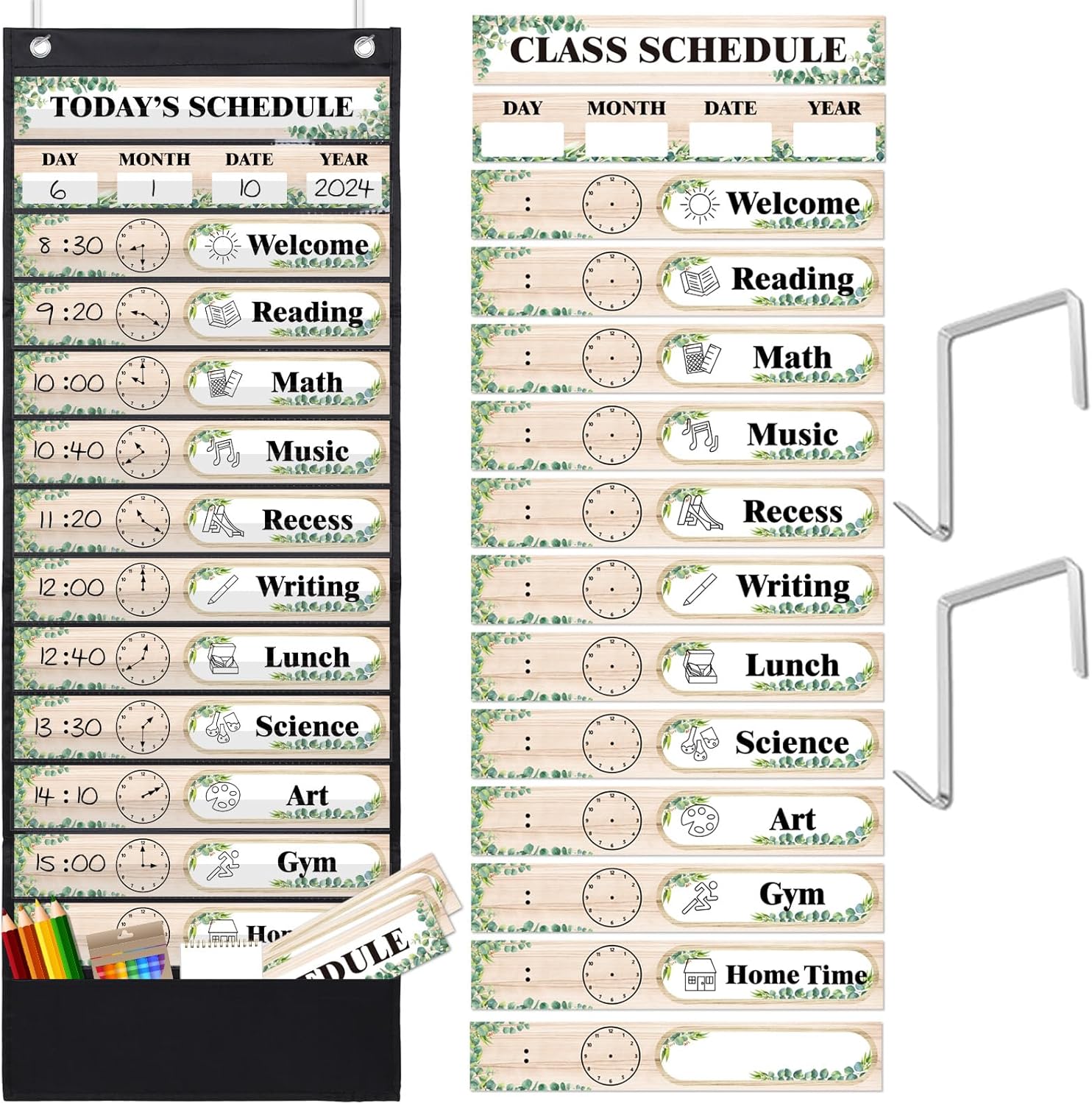 Amazon.com: JarThenaAMCS Boho Greenery Daily Schedule Pocket Chart ...