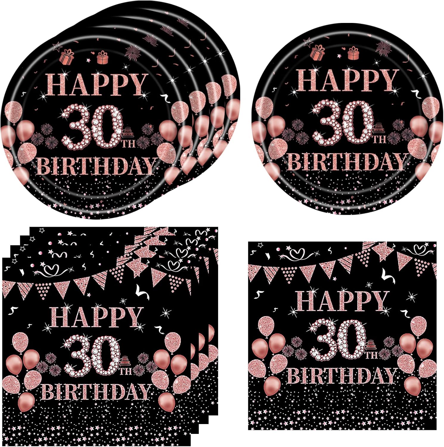 Amazon.com: 40 Pcs 30th Birthday Decorations for Her Women,Vintage Rose ...