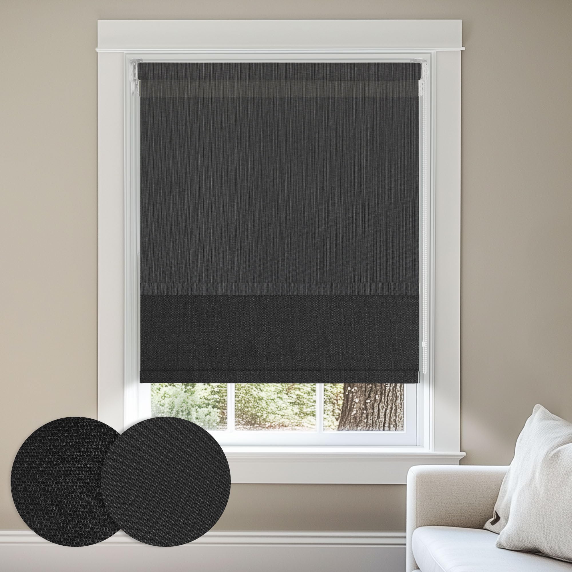Amazon.com: Sulugood Dual Roller Shades Double Window Shades Blackout ...