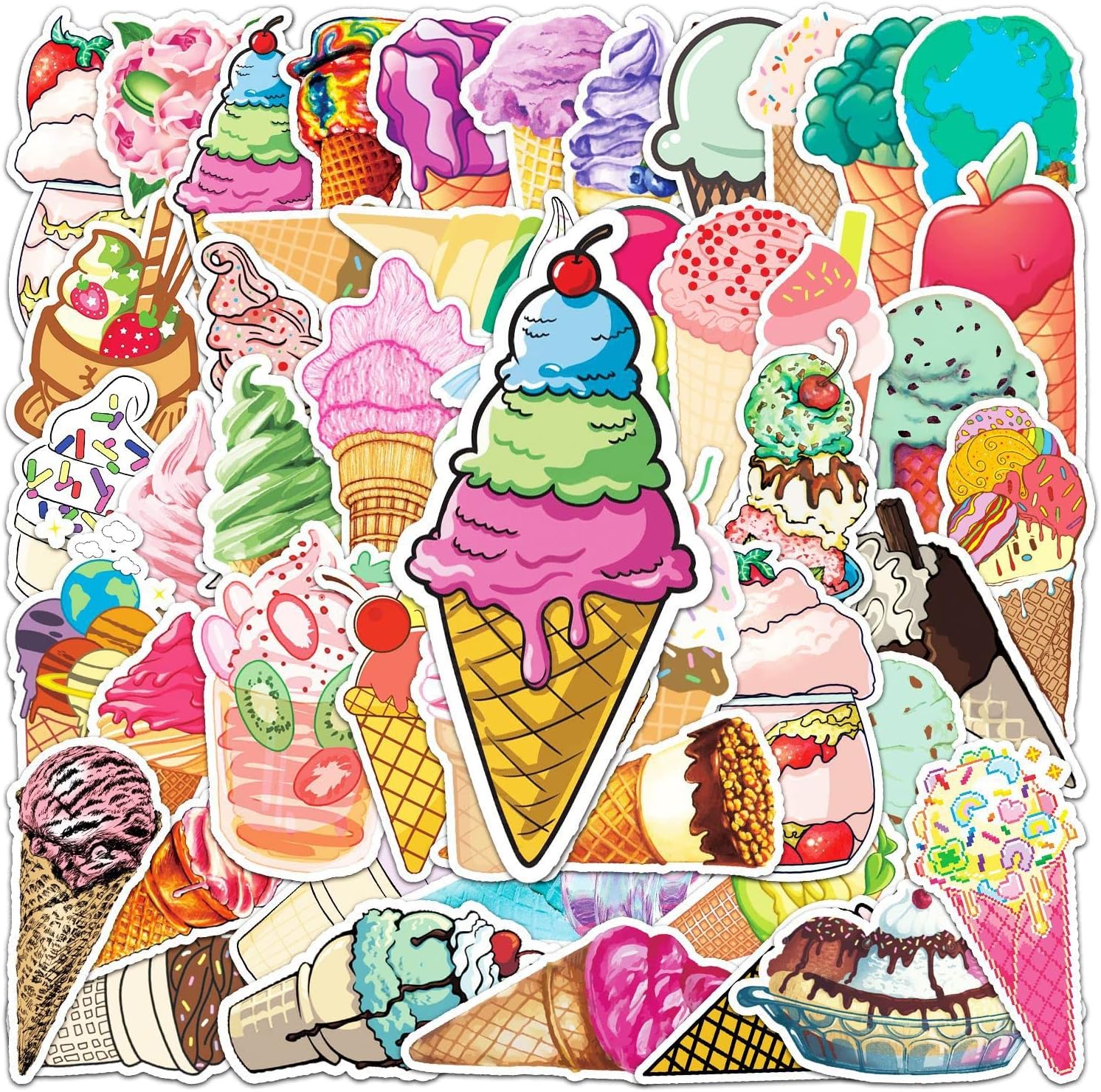Amazon.com: 100 Pack Ice Cream Stickers,Ice Cream Party Favors ...