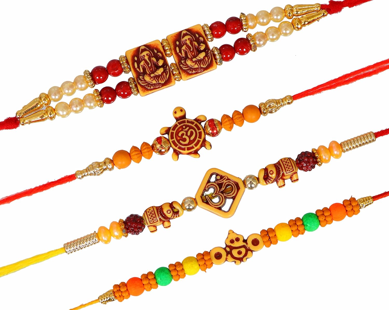 Amazon.com: Set of 4 Rakhi for Brother Handmade Designer Rakhi Thread ...