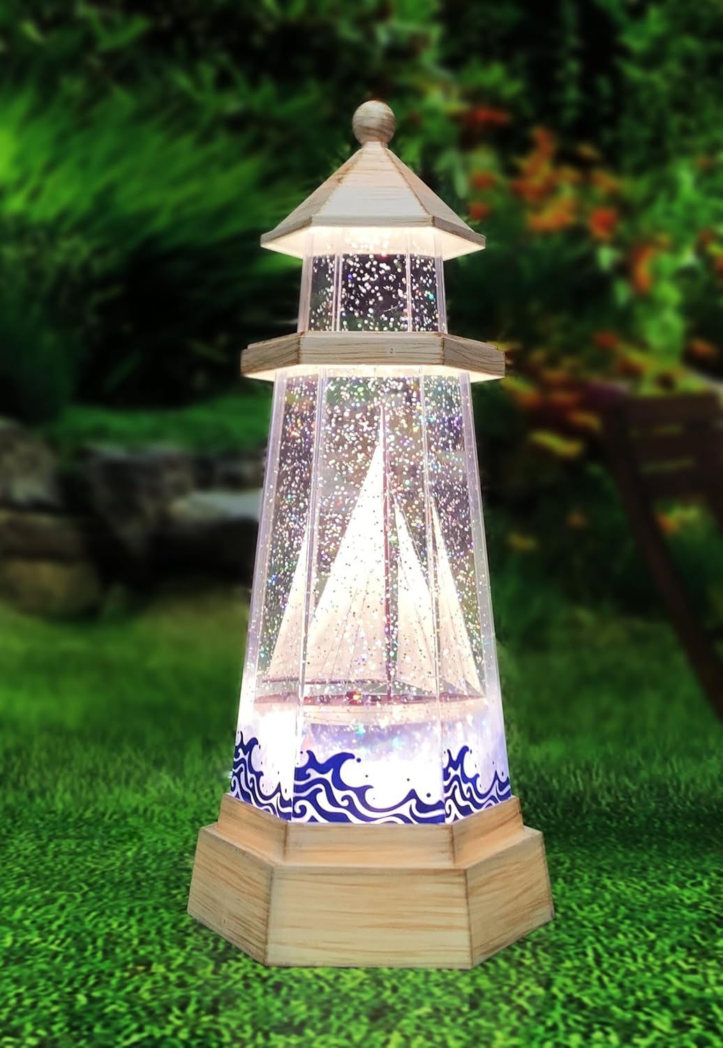 Buy Acrylic LED & Water Spinning Lighthouse BO, Light up, 3AA Battery ...