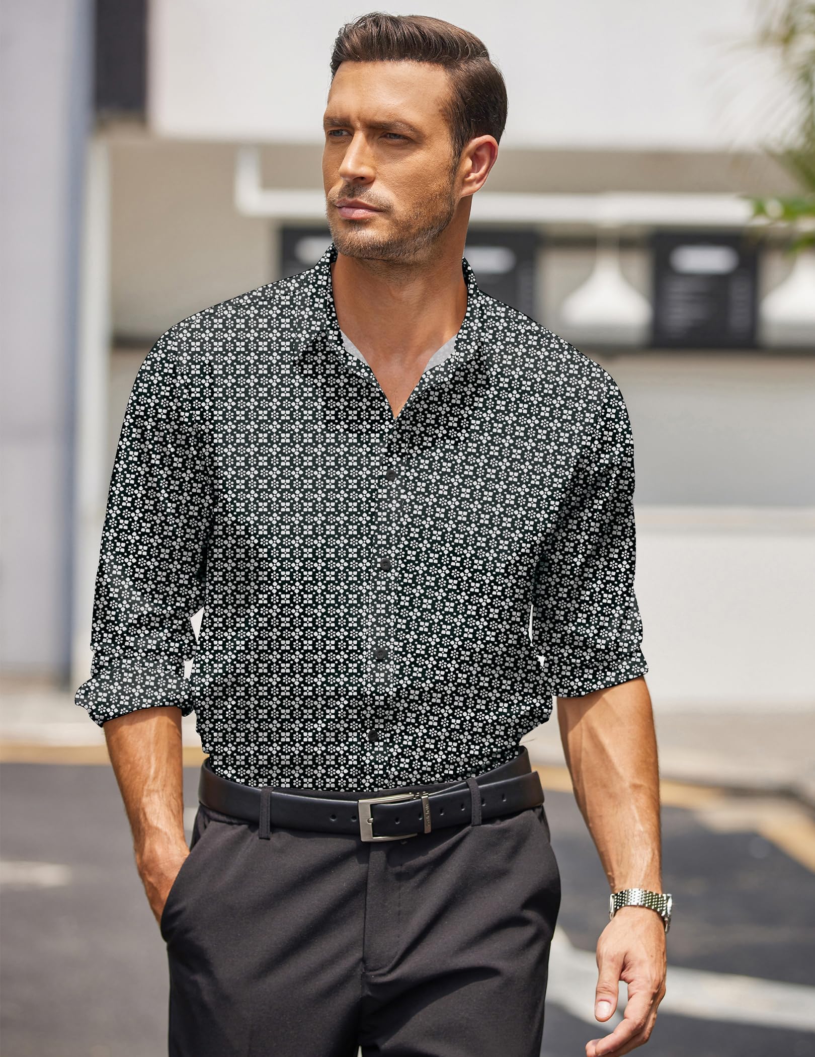 Snapklik.com : Mens Wrinkle Free Dress Shirts Long Sleeve Button Down ...