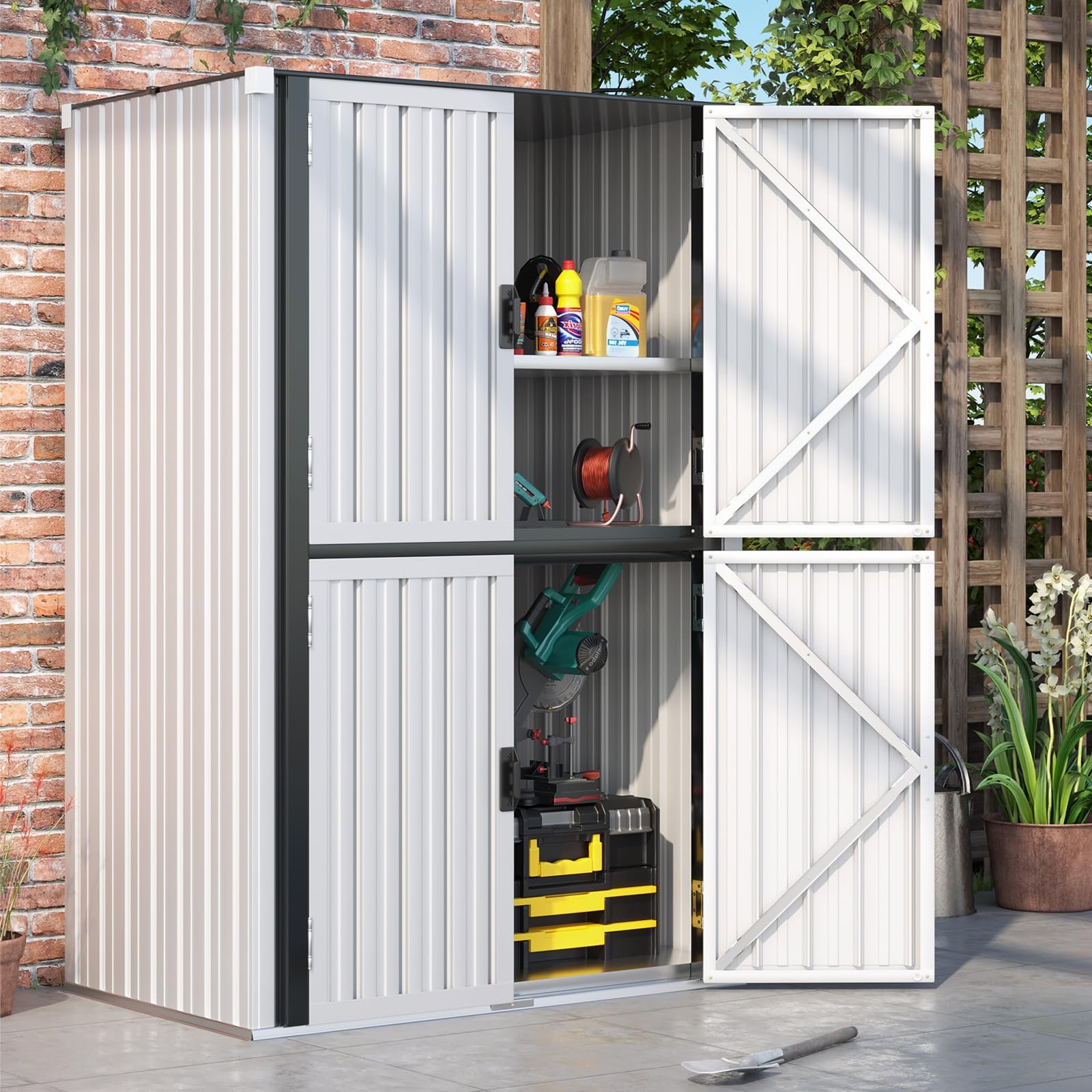Amazon.com : AECOJOY Outdoor Storage Cabinet Shed Waterproof with ...
