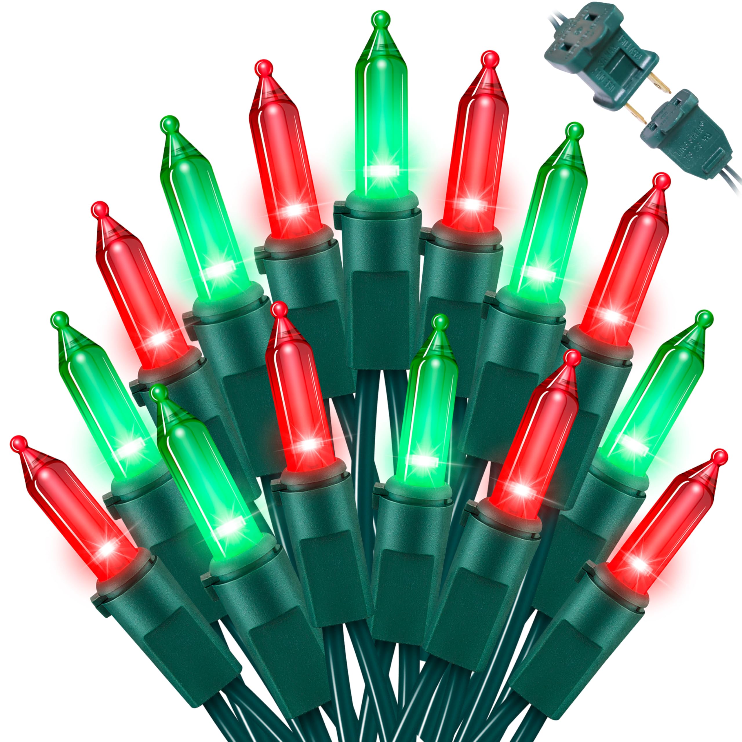 Amazon.com: LAMPHOME 100 Mini LED Count Red and Green -String Lights ...