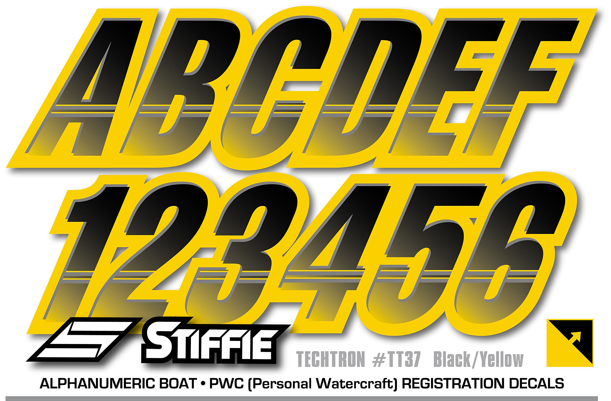 Snapklik.com : STIFFIE Techtron Black/Yellow 3" Boat & PWC Registration ...