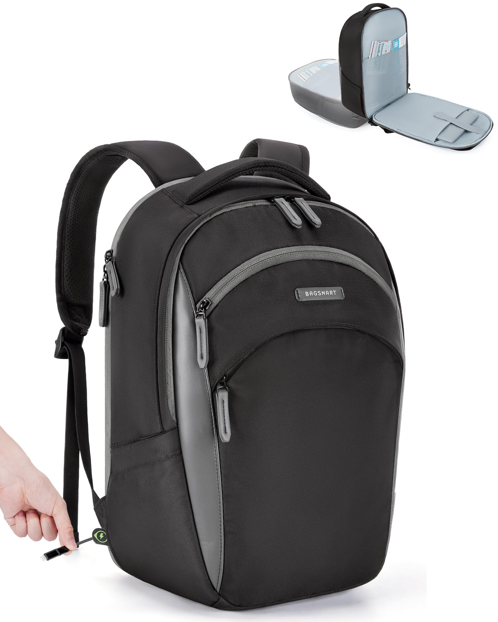 Amazon.com: BAGSMART Laptop Backpack for Men, Black Backpack with ...