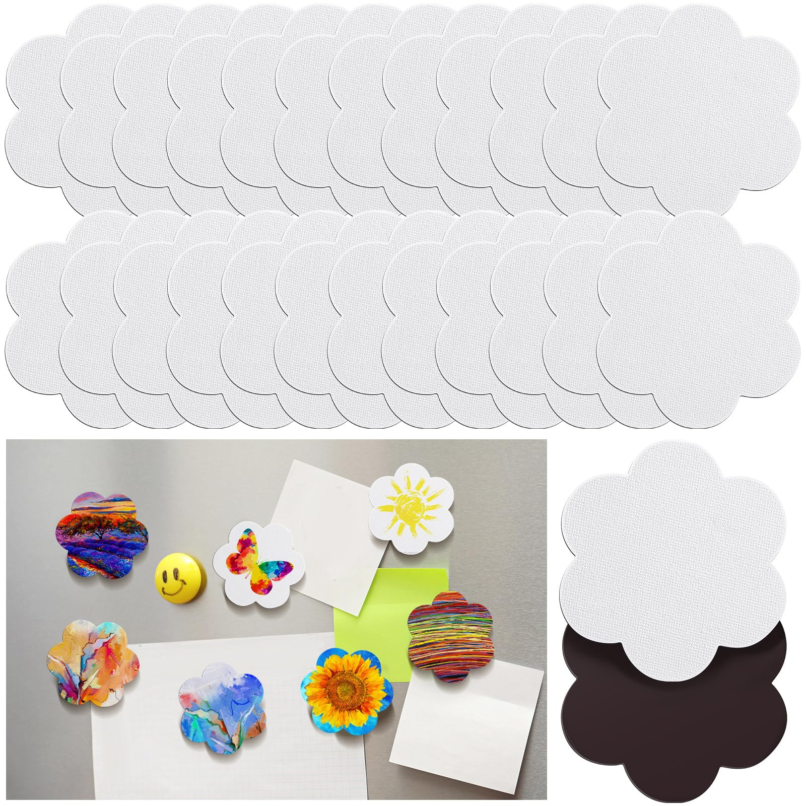 Engrowtic 50 Pcs Magnetic Painting Canvas Panel Mini Canvas Boards For ...