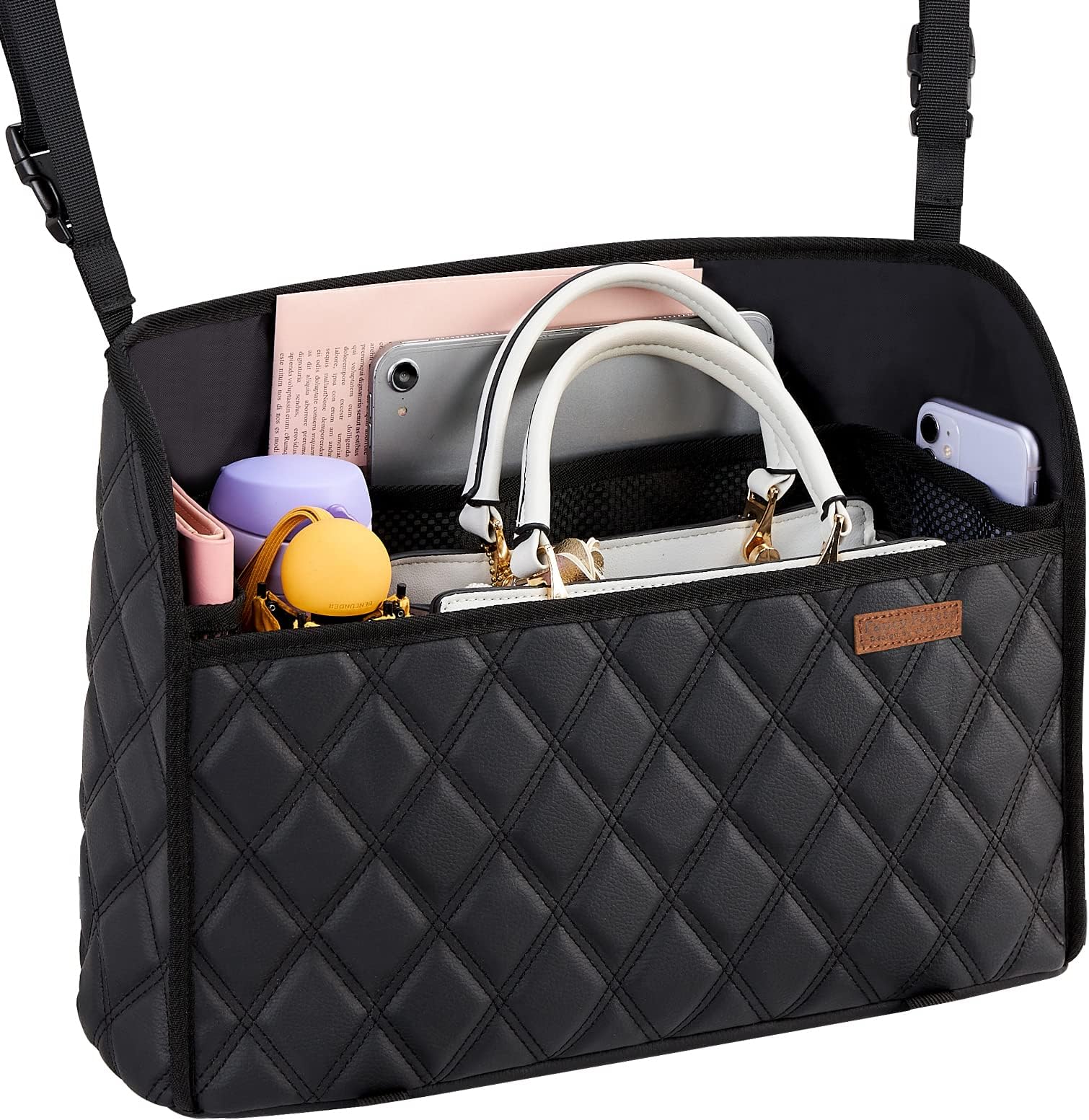 Amazon.com: BUJOYWOD Upgraded Purse Holder for Car Net Pocket Handbag ...