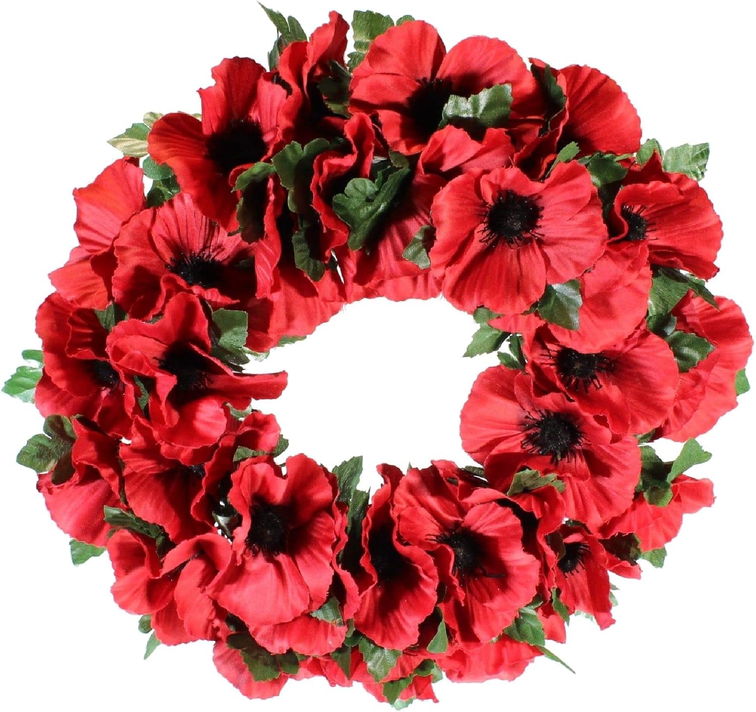 UK-Gardens 36cm Poppy Artificial Wreath - 14" Remembrance Day Hanging ...