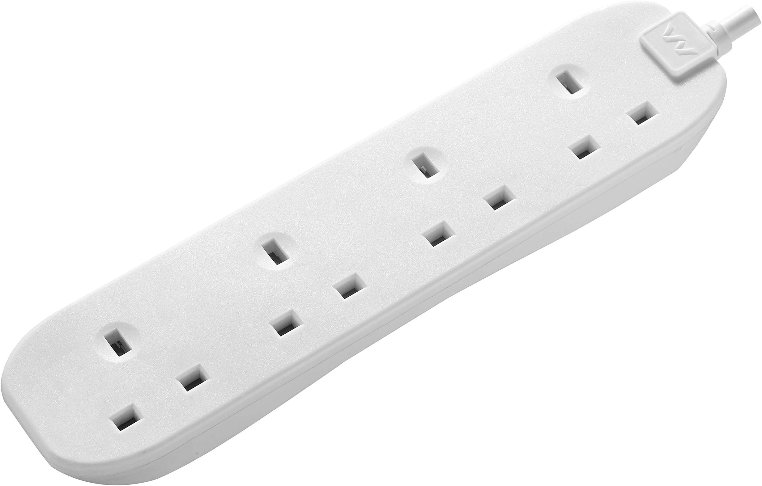 Masterplug Four Socket Long Extension Lead, White, 3 Metres : Amazon.co ...