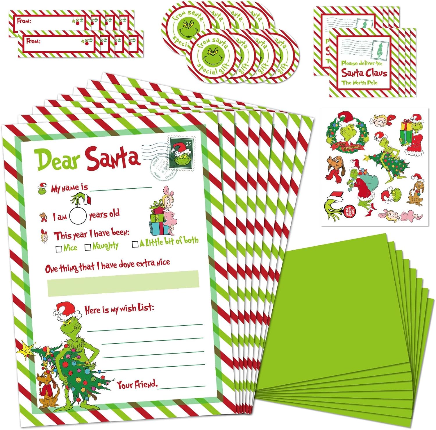 Amazon.com : RINOLY 8 Sets Letter to Santa Kit,Official Santa Letters ...