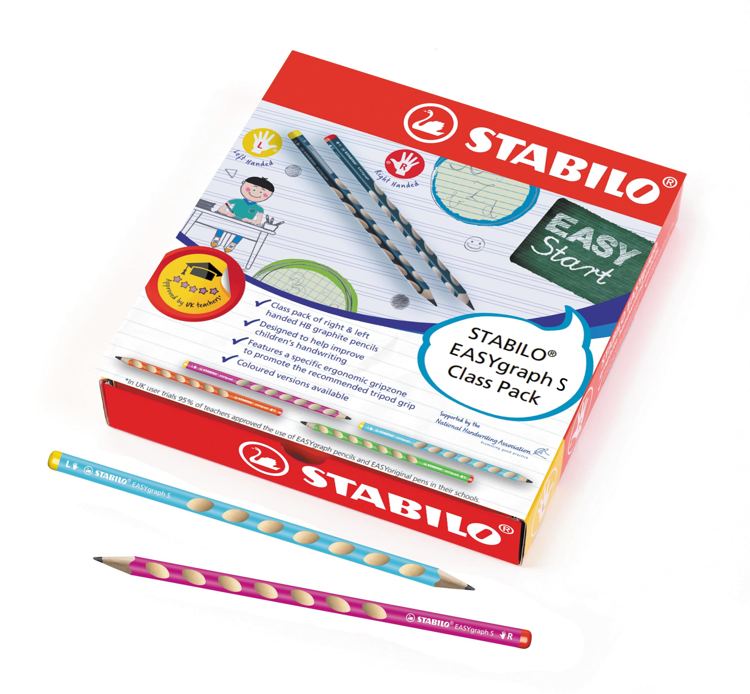 STABILO Thin Ergonomic Graphite Pencil EASYgraph S - Classpack of 48-8 ...