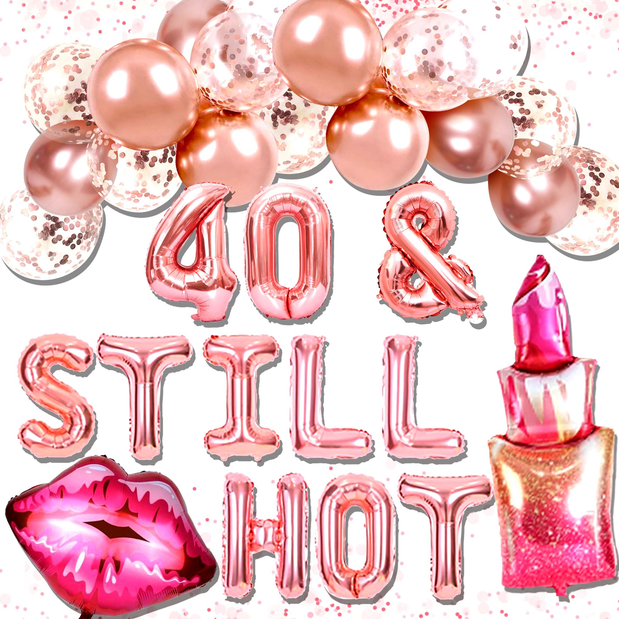 Buy 13 PCS Rose Gold 40 and Still Hot 40th Birthday Balloons Happy 40th ...