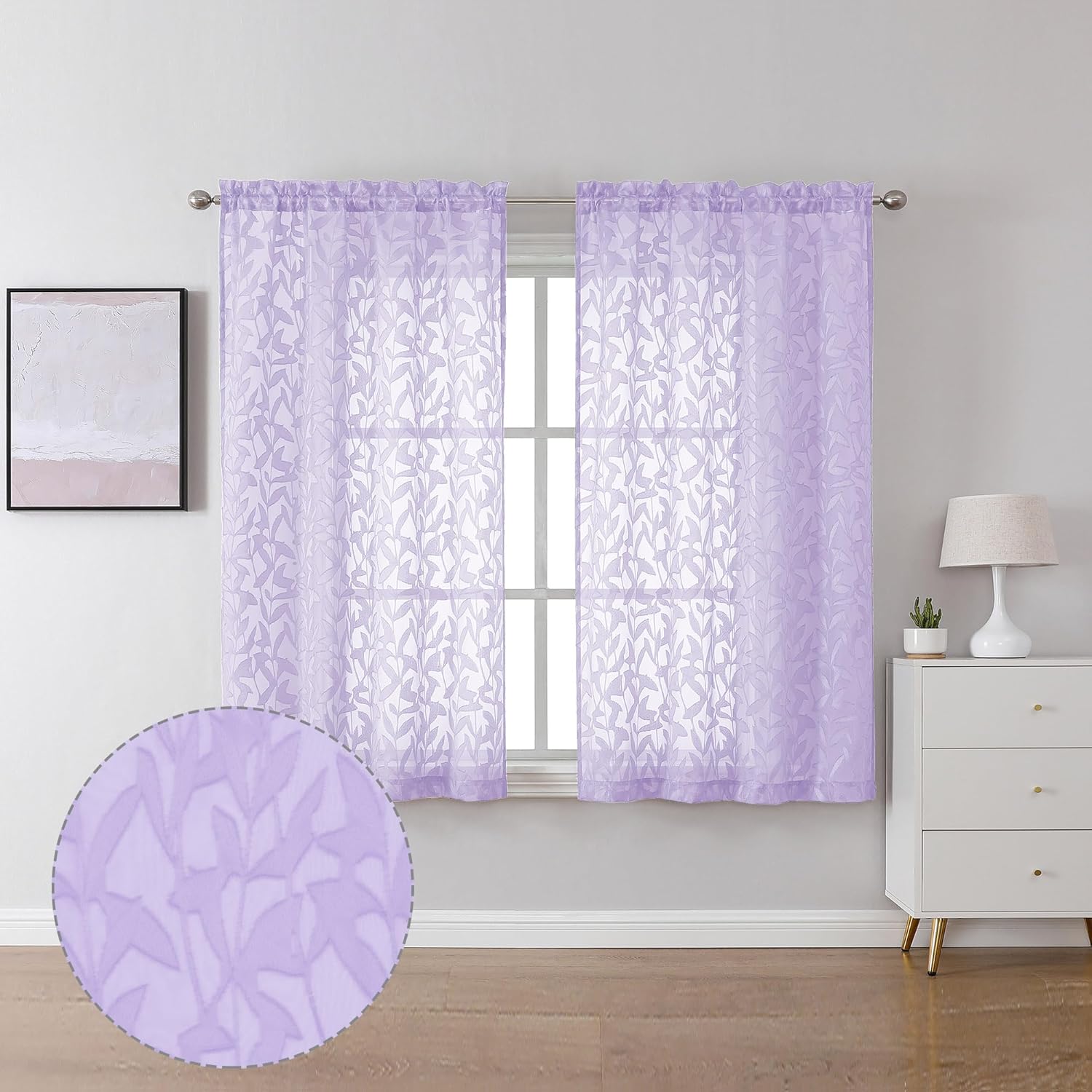 Amazon.com: Lecloud Leia Light Purple Semi Sheer Curtains 45 Inch ...