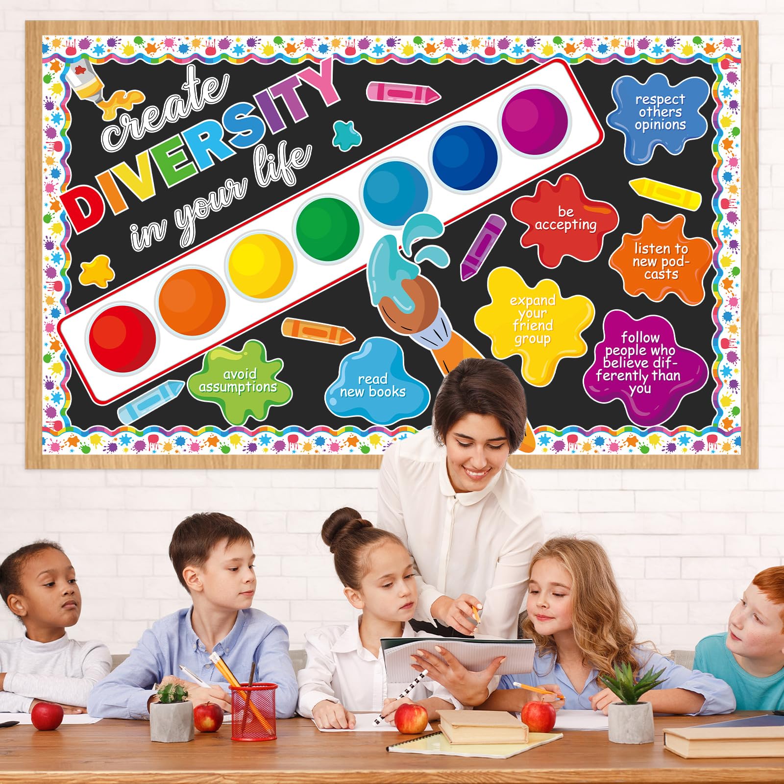 Snapklik.com : Art Paint Splatter Bulletin Board Set Colorful Back To ...
