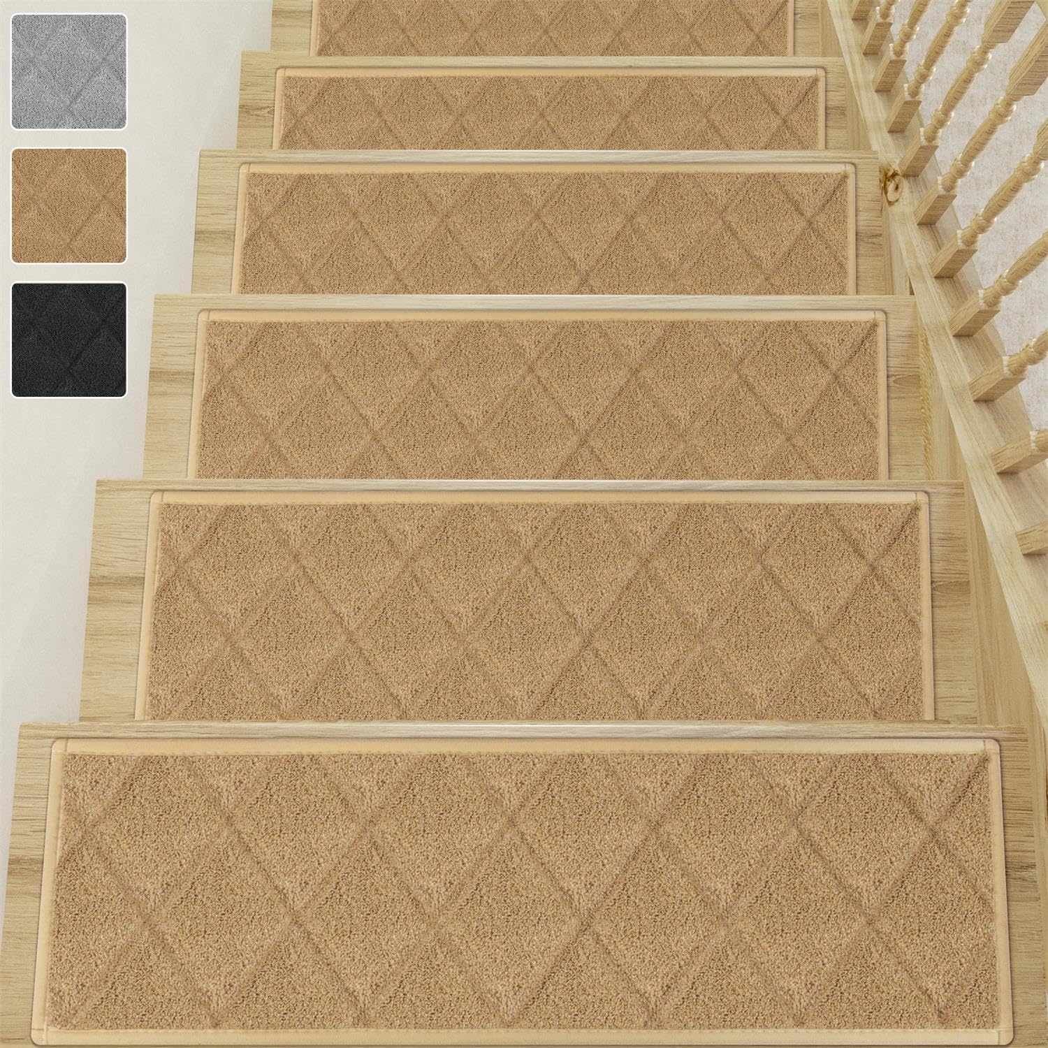 Amazon.com: Stair Treads for Wooden Steps Indoor - Non-Slip Stair Tread ...