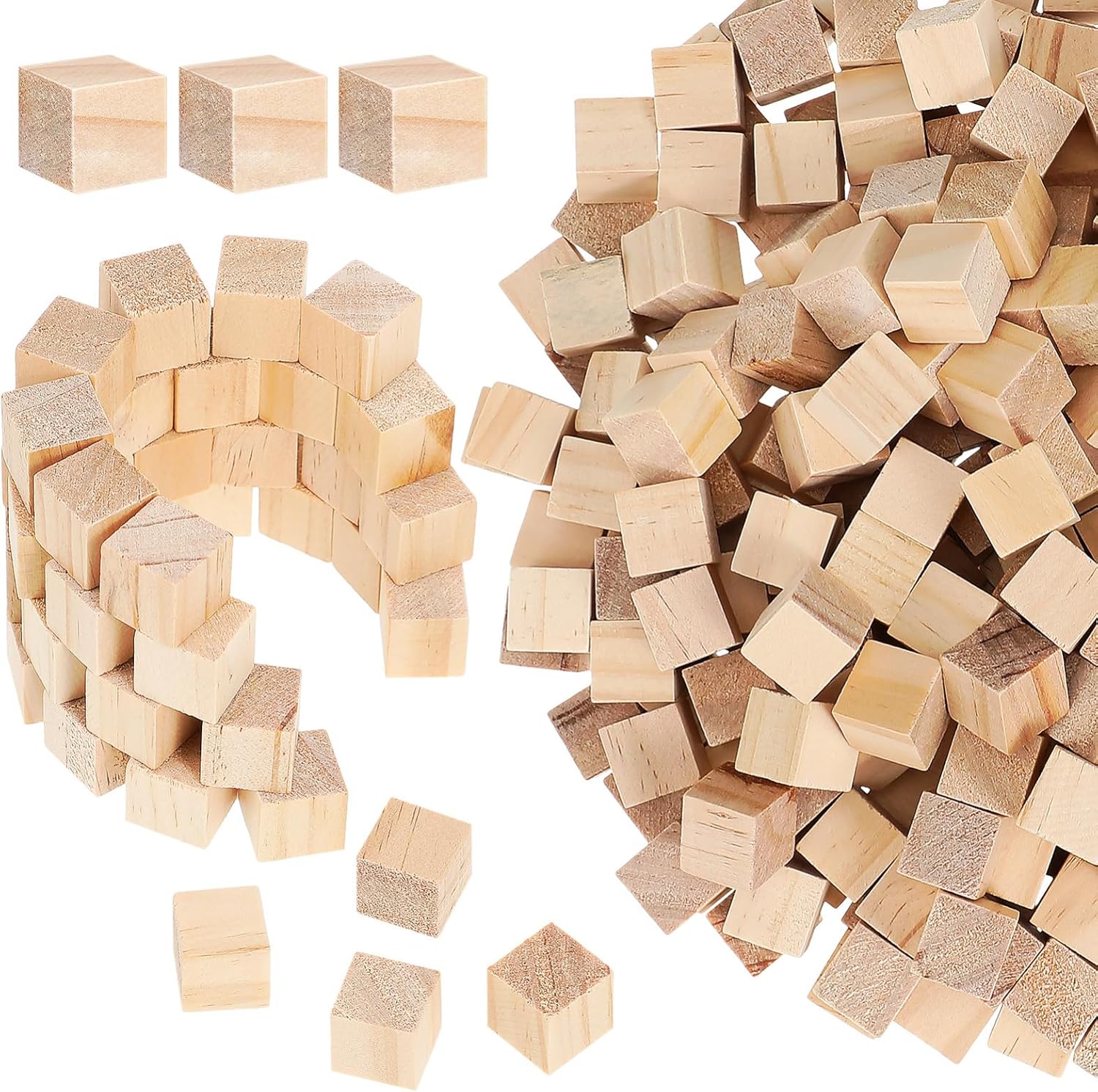 Amazon.com: 300 Pcs Wooden Cubes, 0.6 Inch Small Unfinished Wooden ...