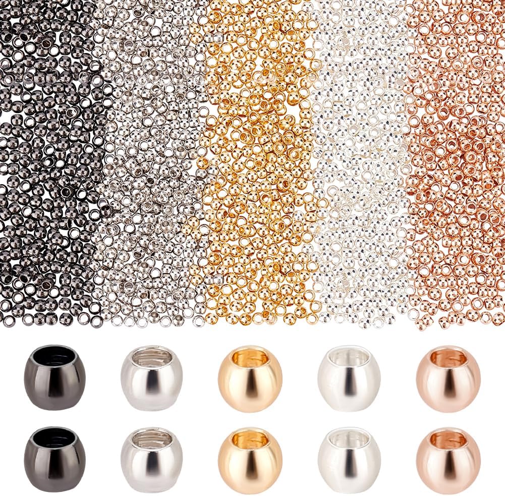 Amazon.com: PH PandaHall 1000pcs 2mm Round Spacer Beads 5 Colors Long ...