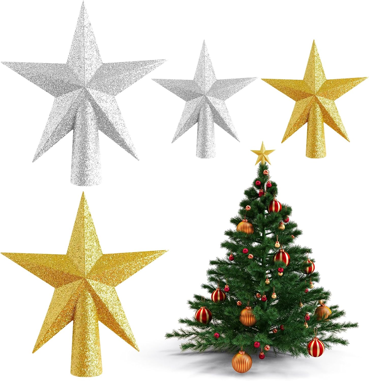 Amazon.com: PRAVICS Glitter Mini Christmas Tree Topper, Small Christmas ...