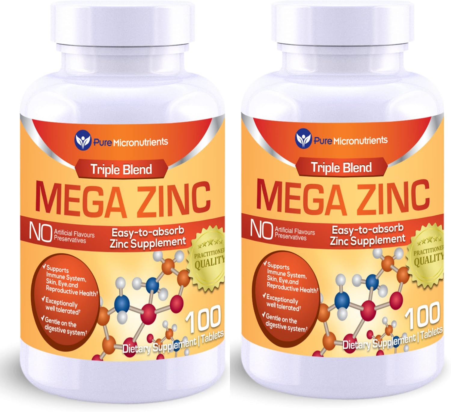 Amazon.com: Mega Zinc Supplement, 50mg - 3-in-1 Zinc Complex - 100 ...