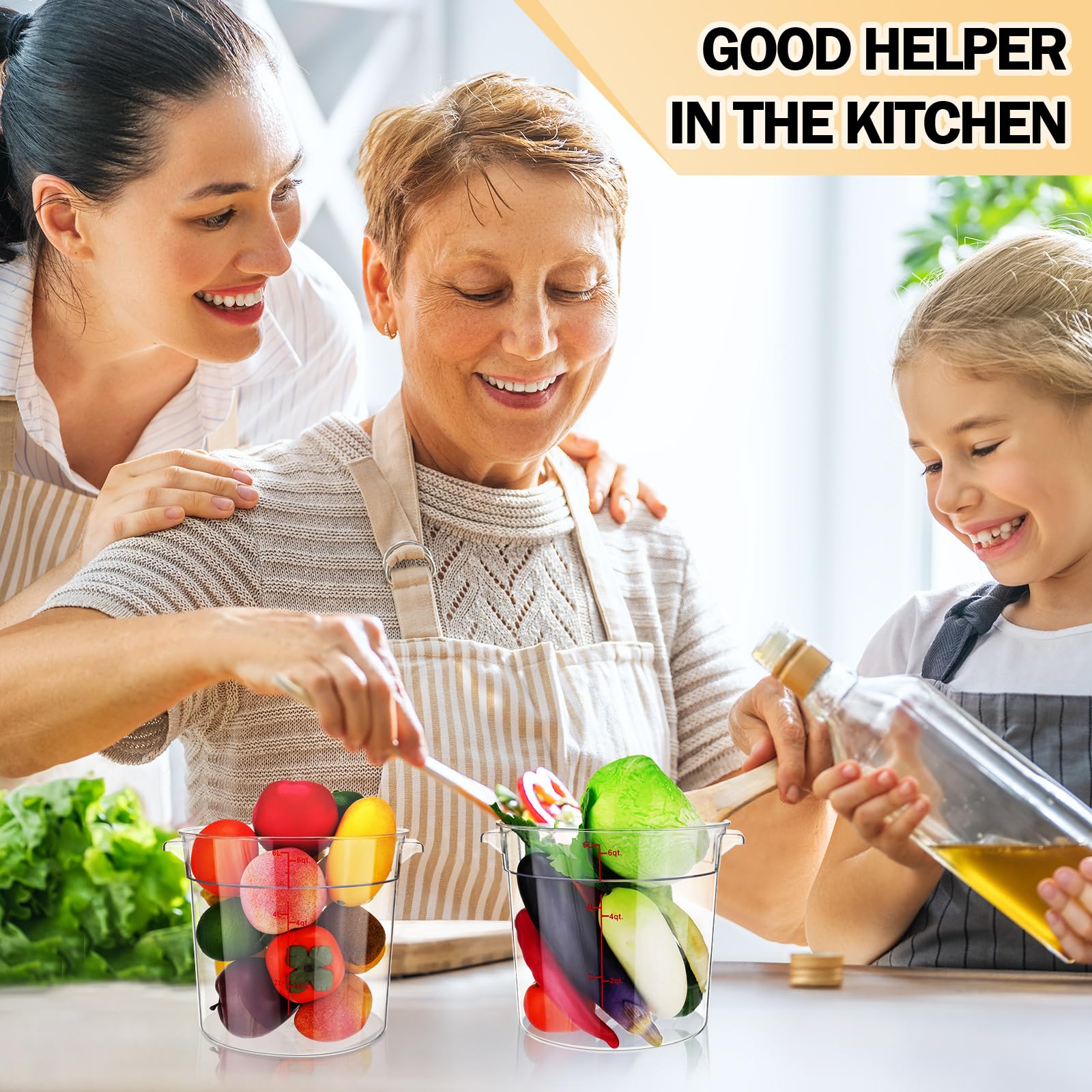 Snapklik.com : Jinei 4 Pack 6 Qt Round Food Storage Containers Clear ...