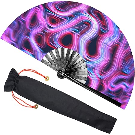 Amazon.com: Zolee Large Rave Folding Hand Fan with Bamboo Ribs for Men ...