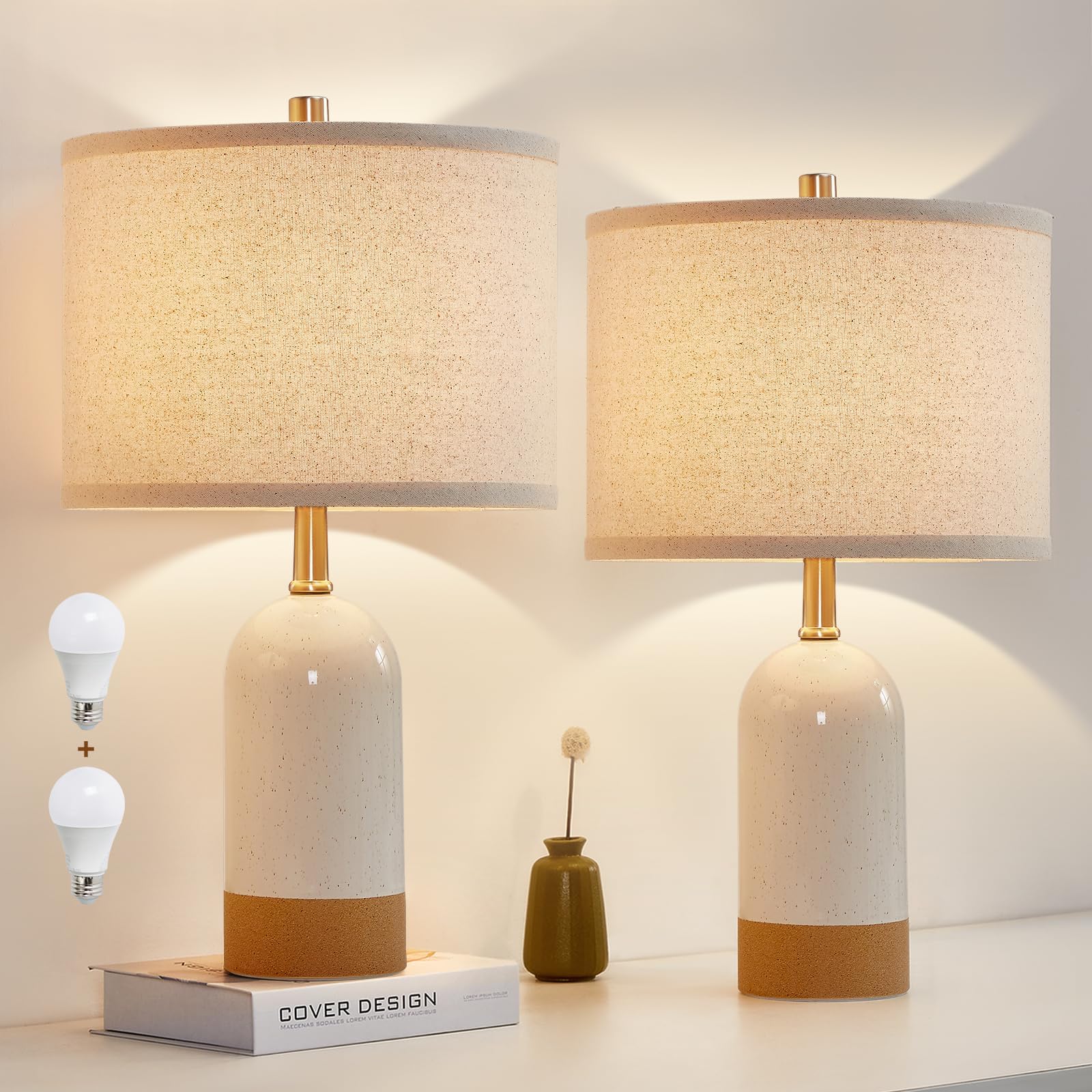 3 Color Temperature Small Table Lamp for Bedroom,Bedside Desk Reading ...