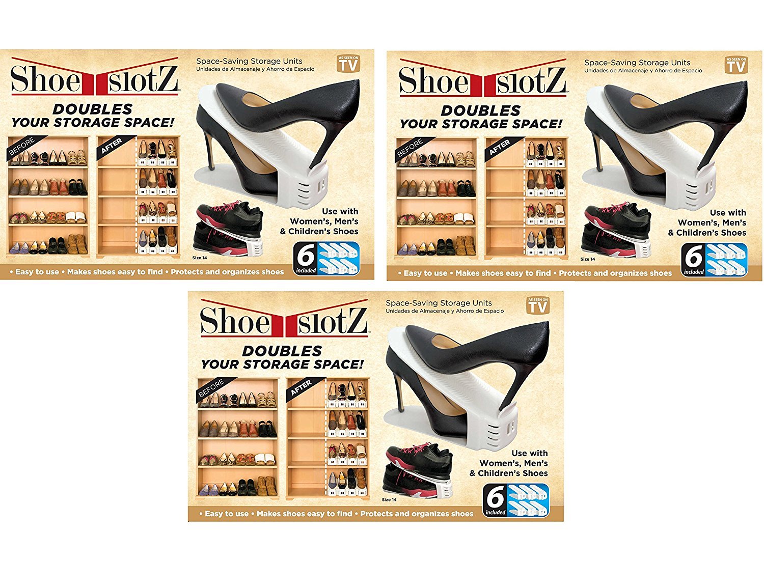 Amazon.com: Shoe Slotz Space Saver, 6 Piece Set (3) : Home & Kitchen