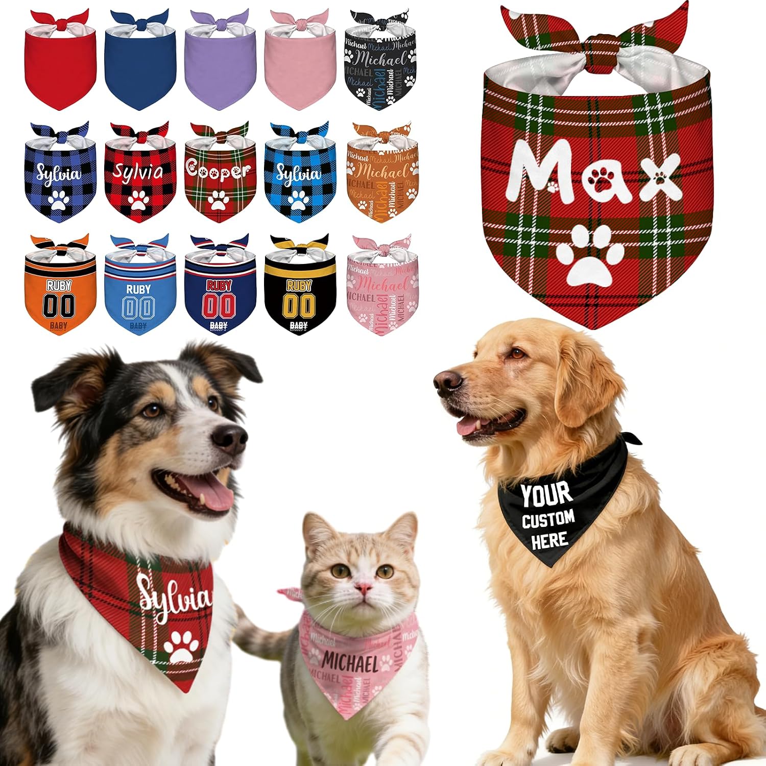 Amazon.com : Personalized Dog Bandana Custom Neckwear Name Dog Scarf ...