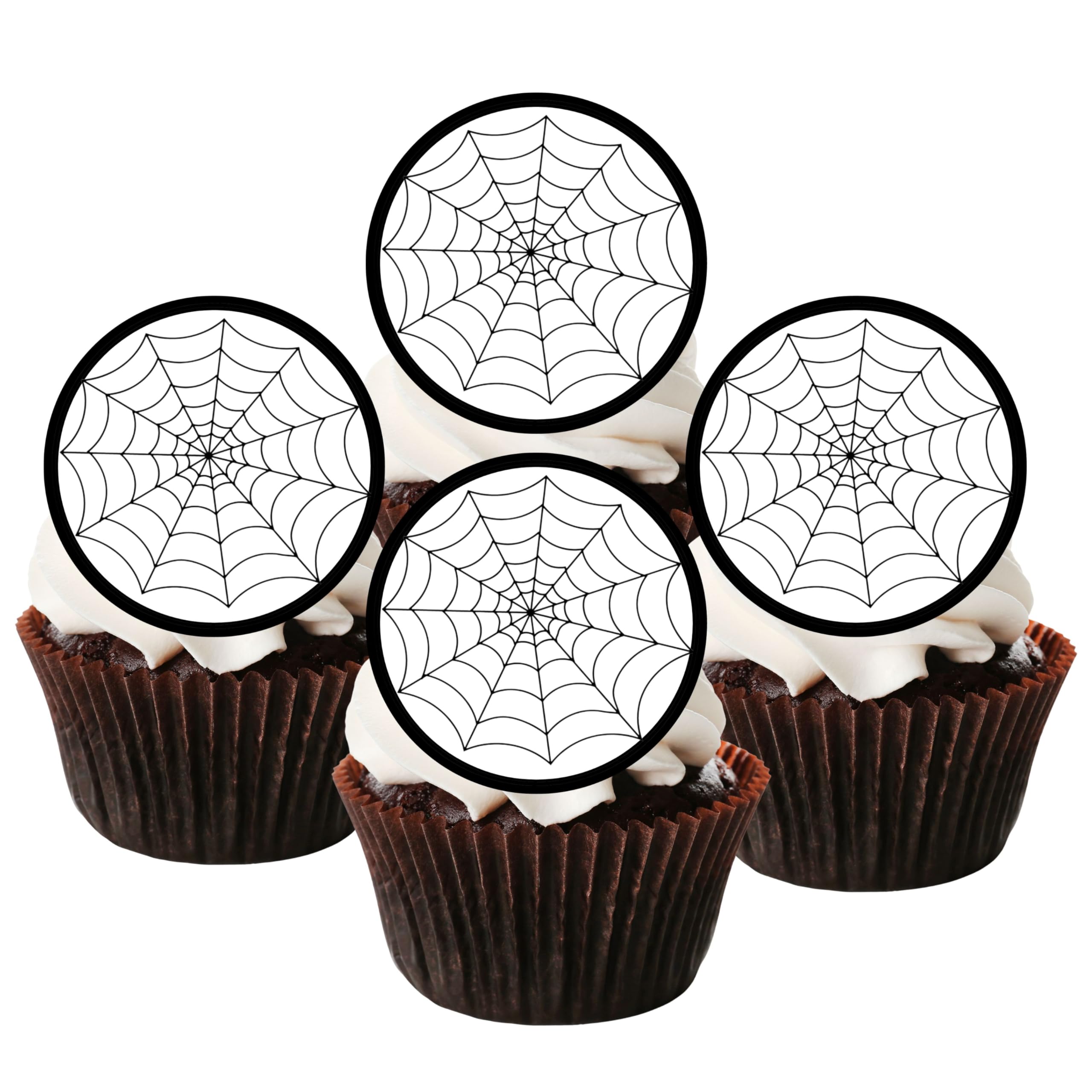 24 Halloween Spider Web Edible Cake Toppers, Spiderweb Edible Cupcake ...