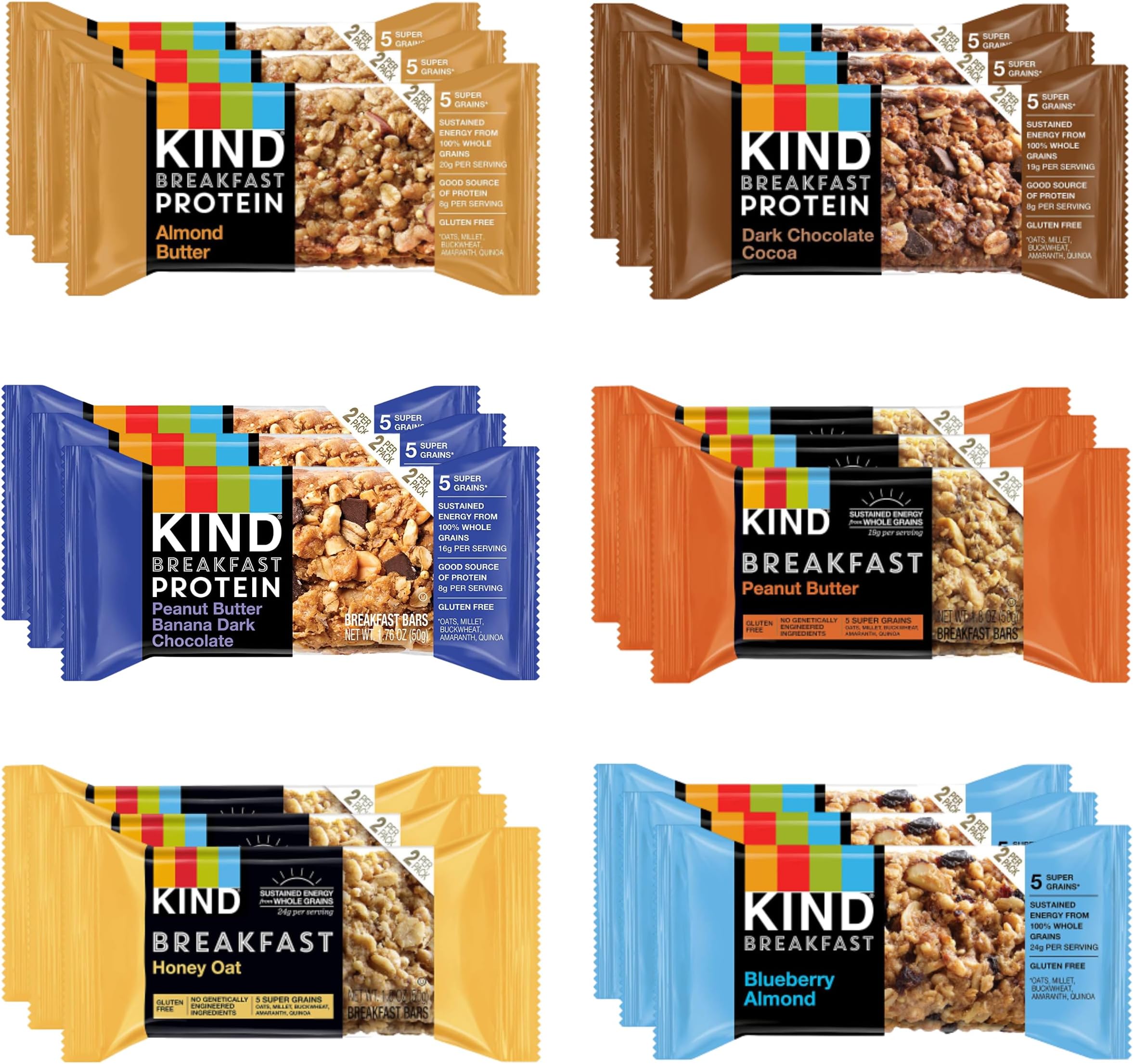 Amazon.com: Breakfast Bars 6 Flavor Variety Pack, Healthy Ready to Eat ...
