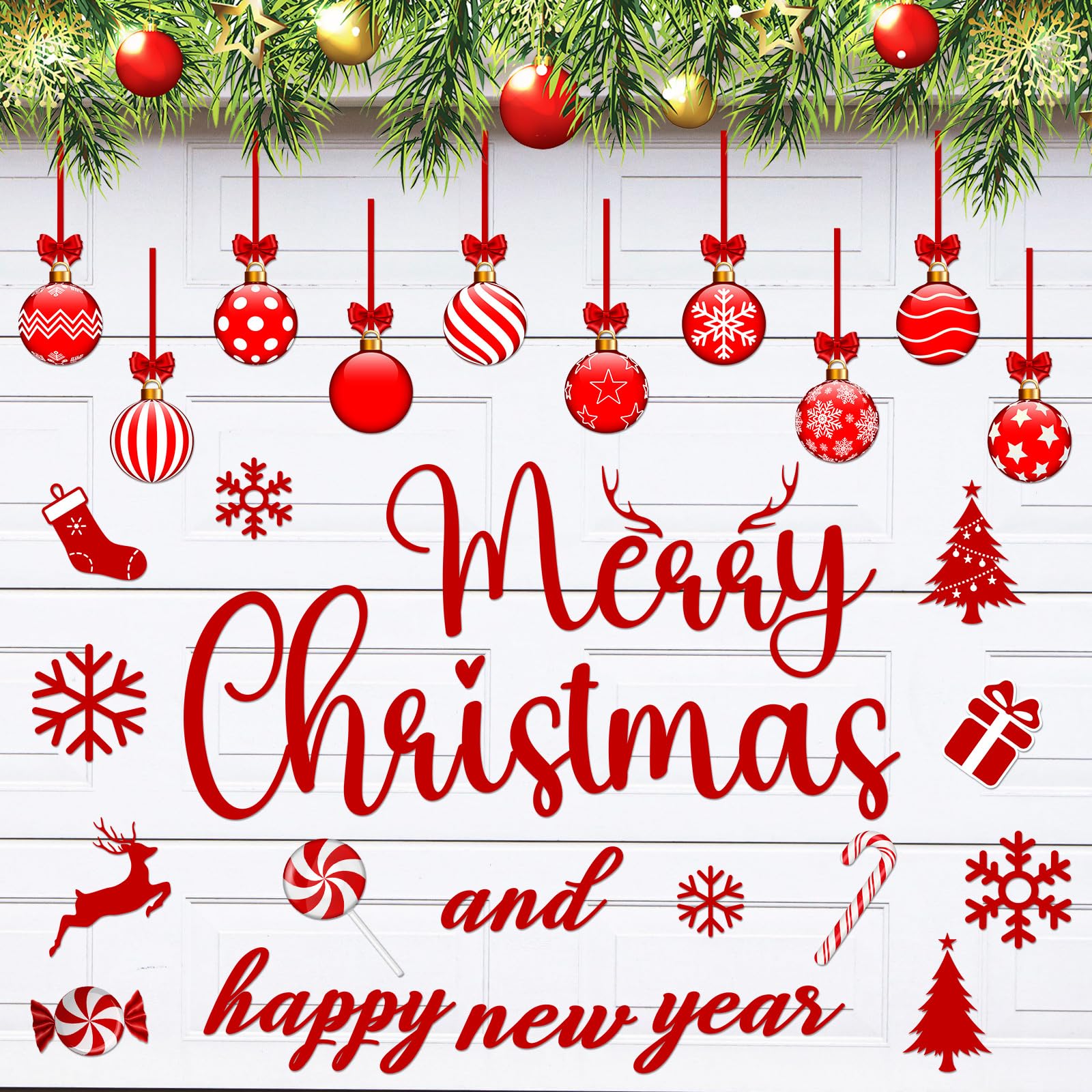 Chapou 28 Pcs Christmas Garage Door Magnets Christmas Car Magnets Merry ...