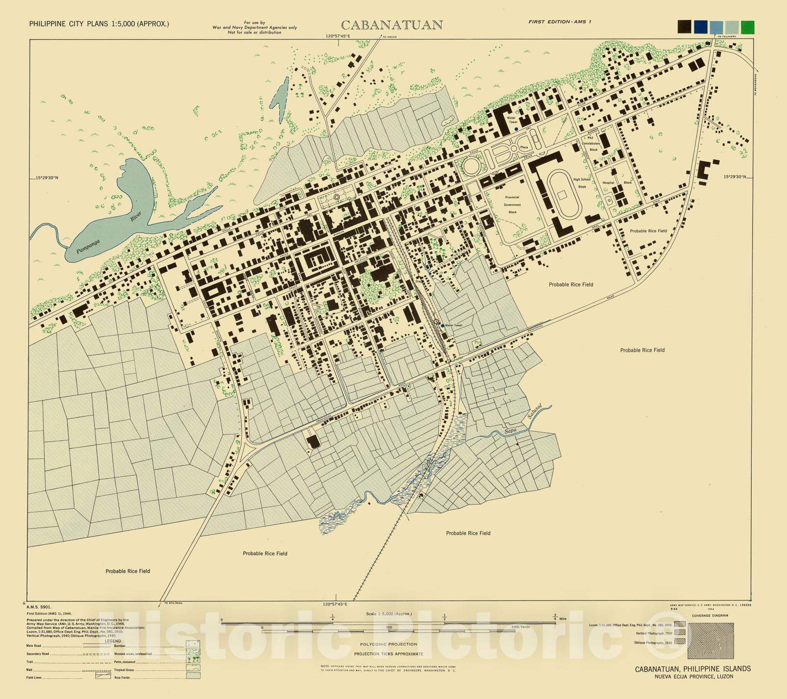 Historic Pictoric Map Cabanatuan Philippines 1944 Cabanatuan Philippine ...