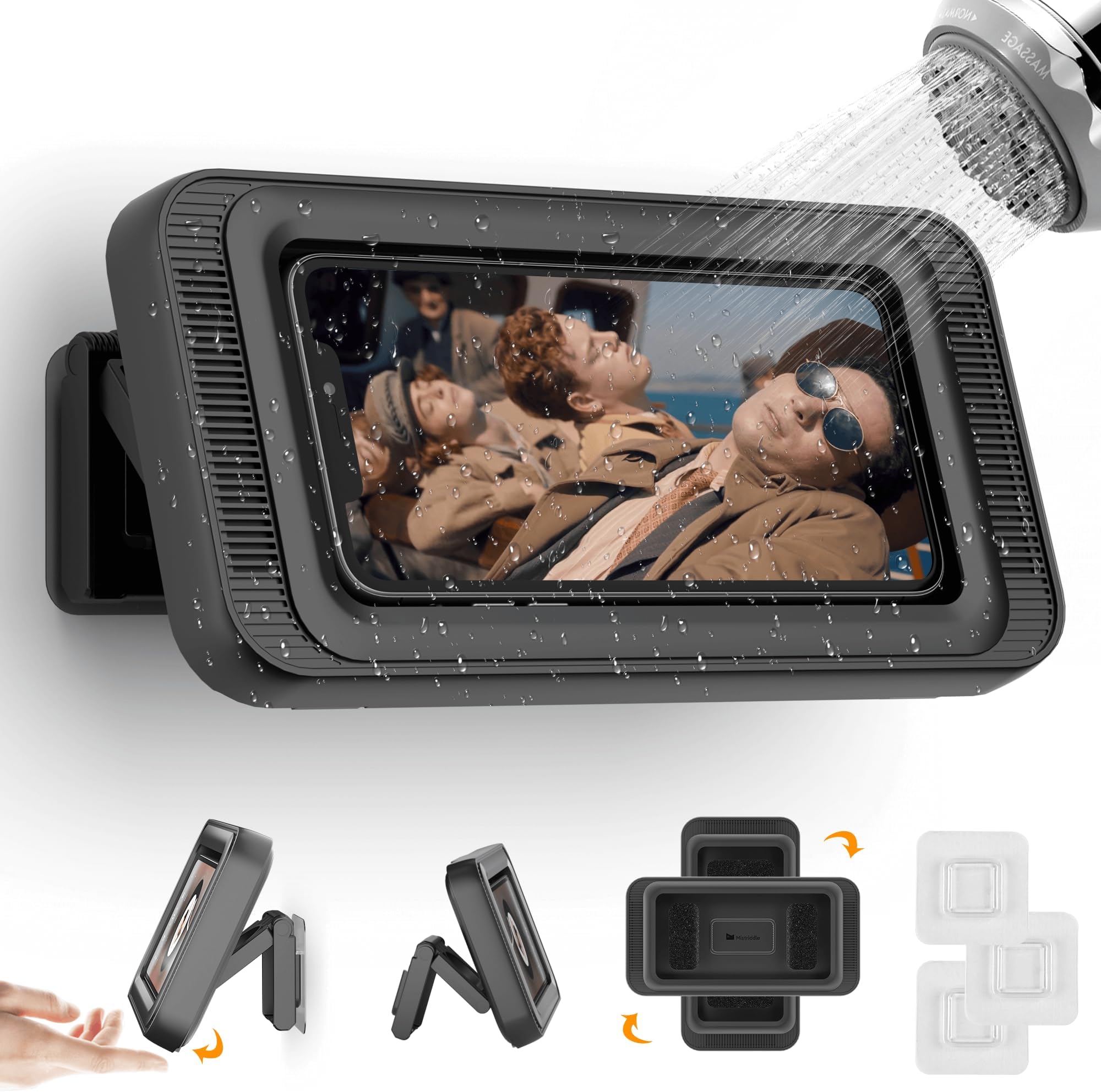 Amazon.com: Waterproof Shower Phone Holder with 360° Rotation, Angle ...