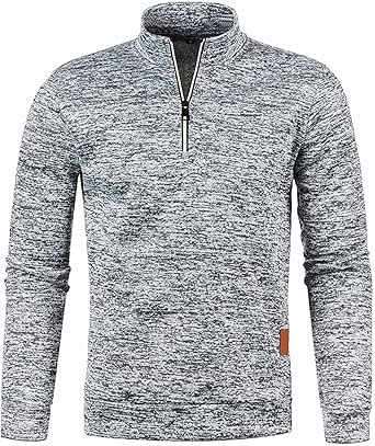 HAOLEI Mens V Neck Jumper Clearance 1/4 Zip Fleece Lined Pullover ...