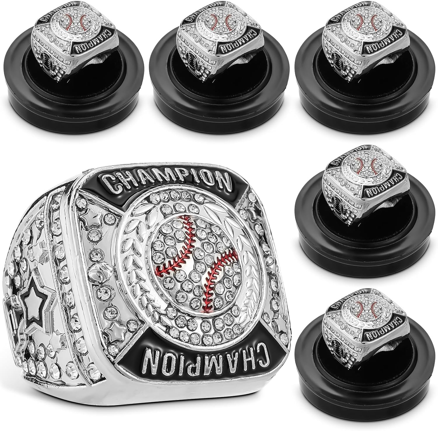 Amazon.com : Landical 6 Pack Baseball Rings Softball Championship Rings ...