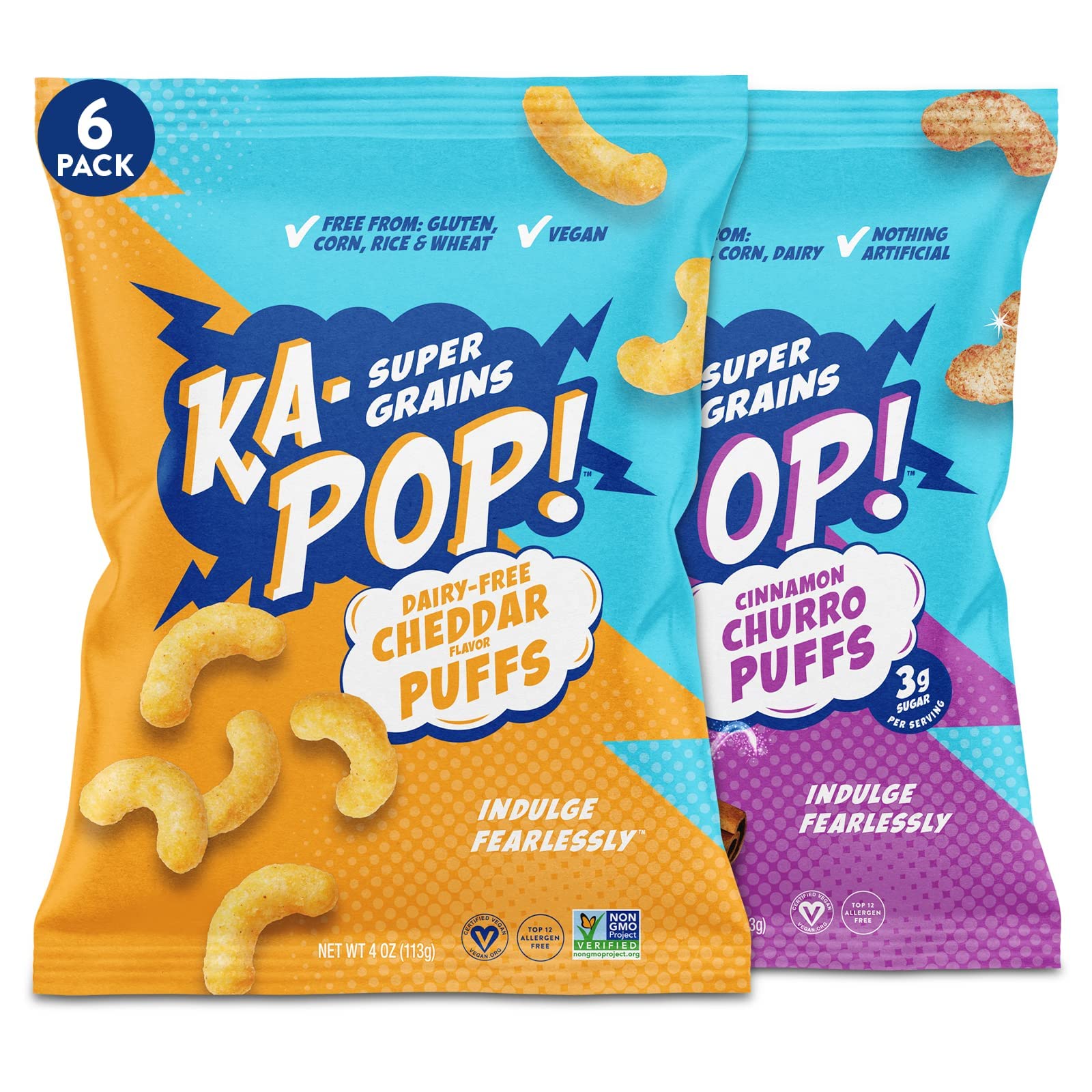 Ka Pop Popped Puffs Cinnamon Churro And Vegan Cheddar Gluten ...