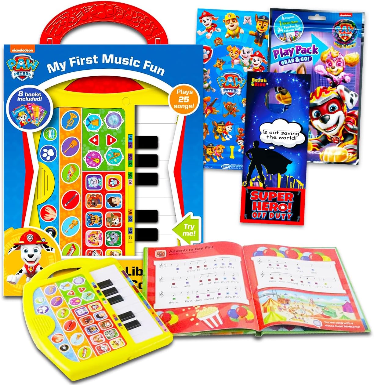Amazon.com: Paw Patrol Sound Book Set - Bundle of Mini Piano, 8 Paw ...