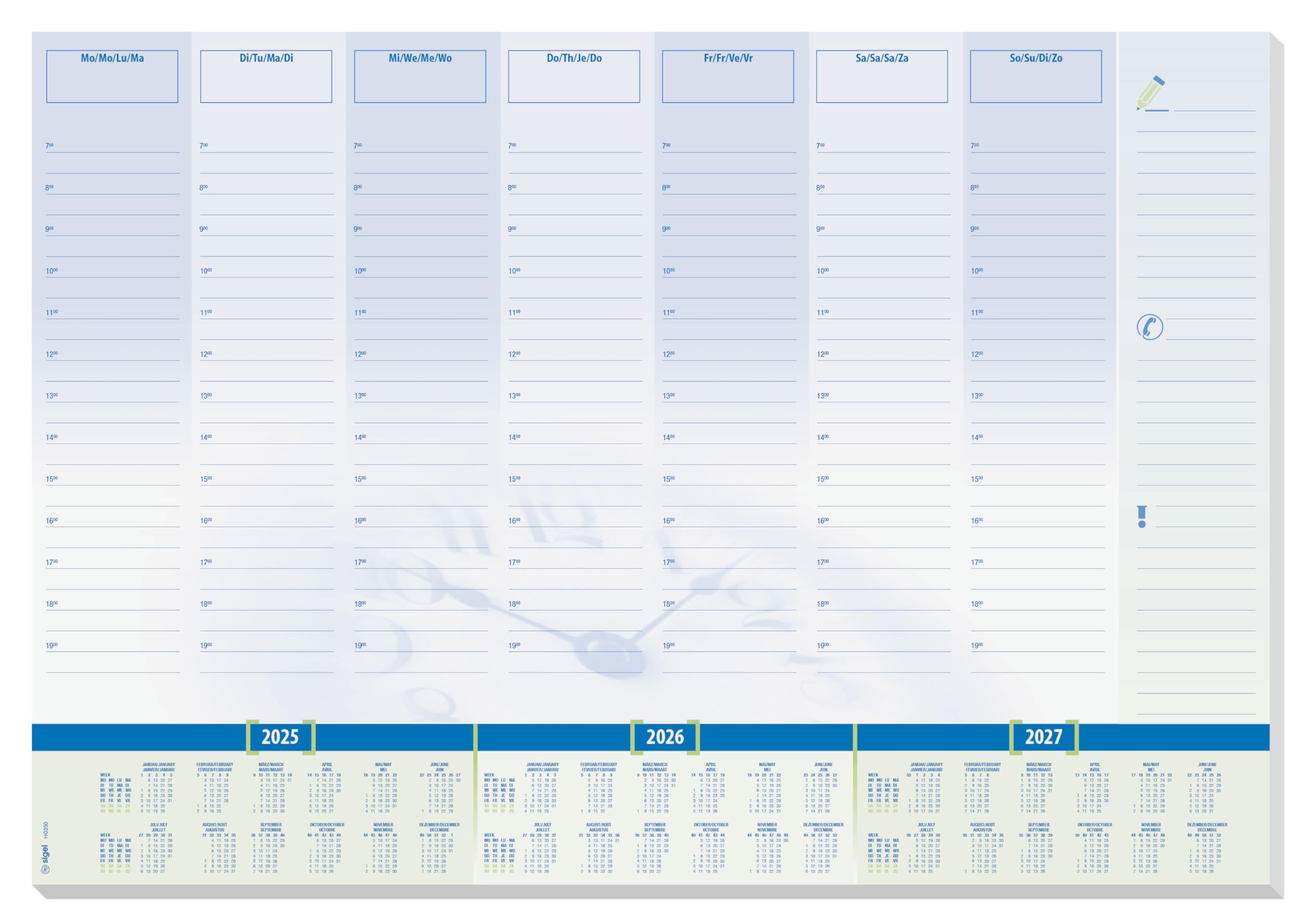 SIGEL HO350 Paper Desk Pad, with 3-year calendar, daily and weekly ...